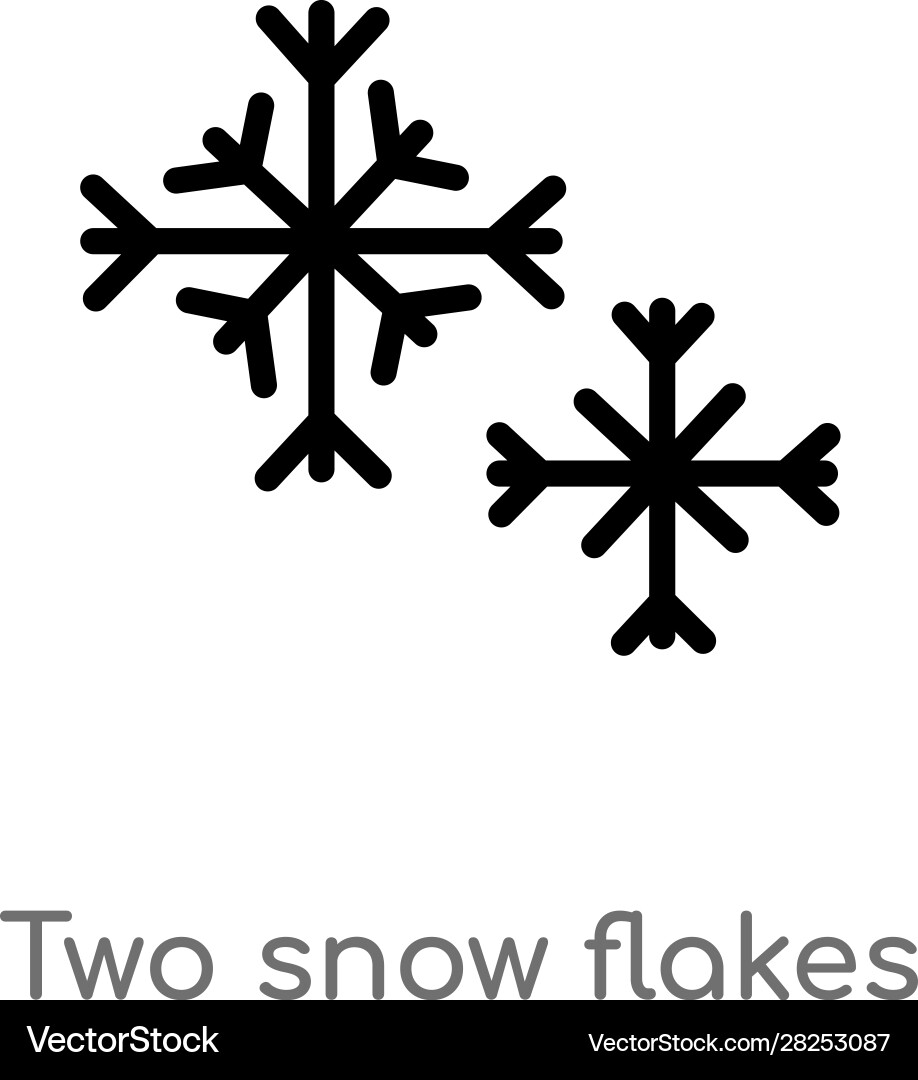 Outline two snow flakes icon isolated black Vector Image