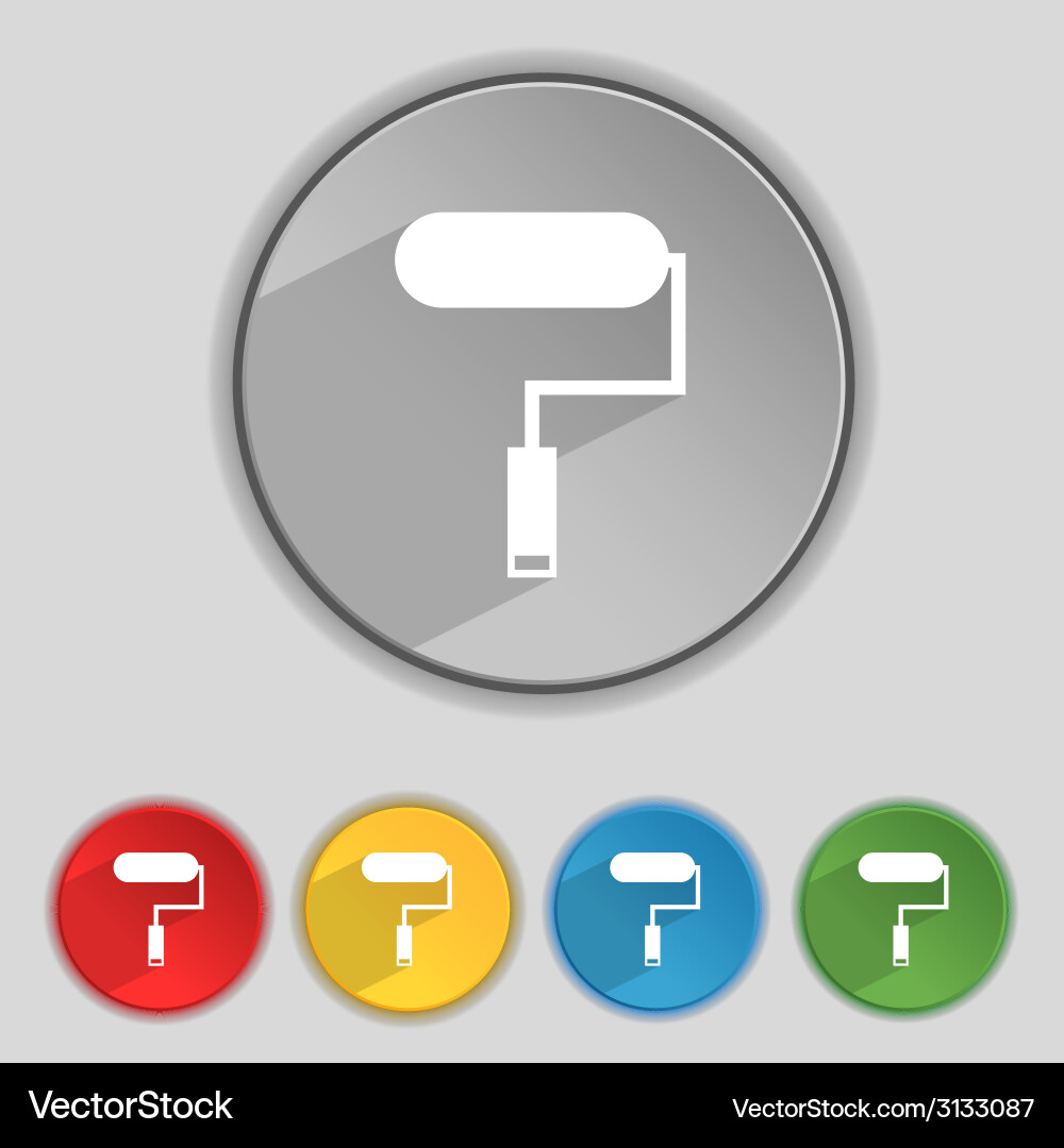 Paint roller sign icon painting tool symbol set Vector Image