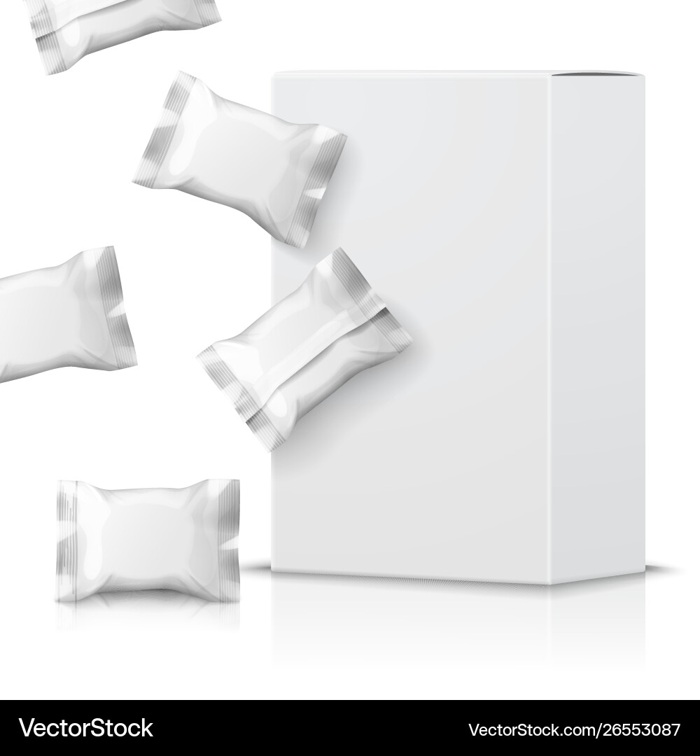 Realistic paper box with candies isolated Vector Image