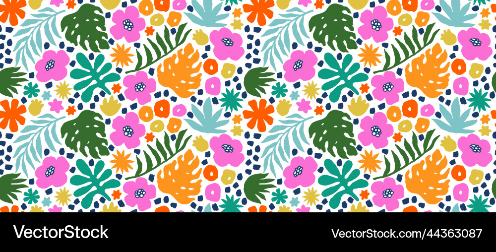 Seamless pattern with hand drawn abstract plants Vector Image