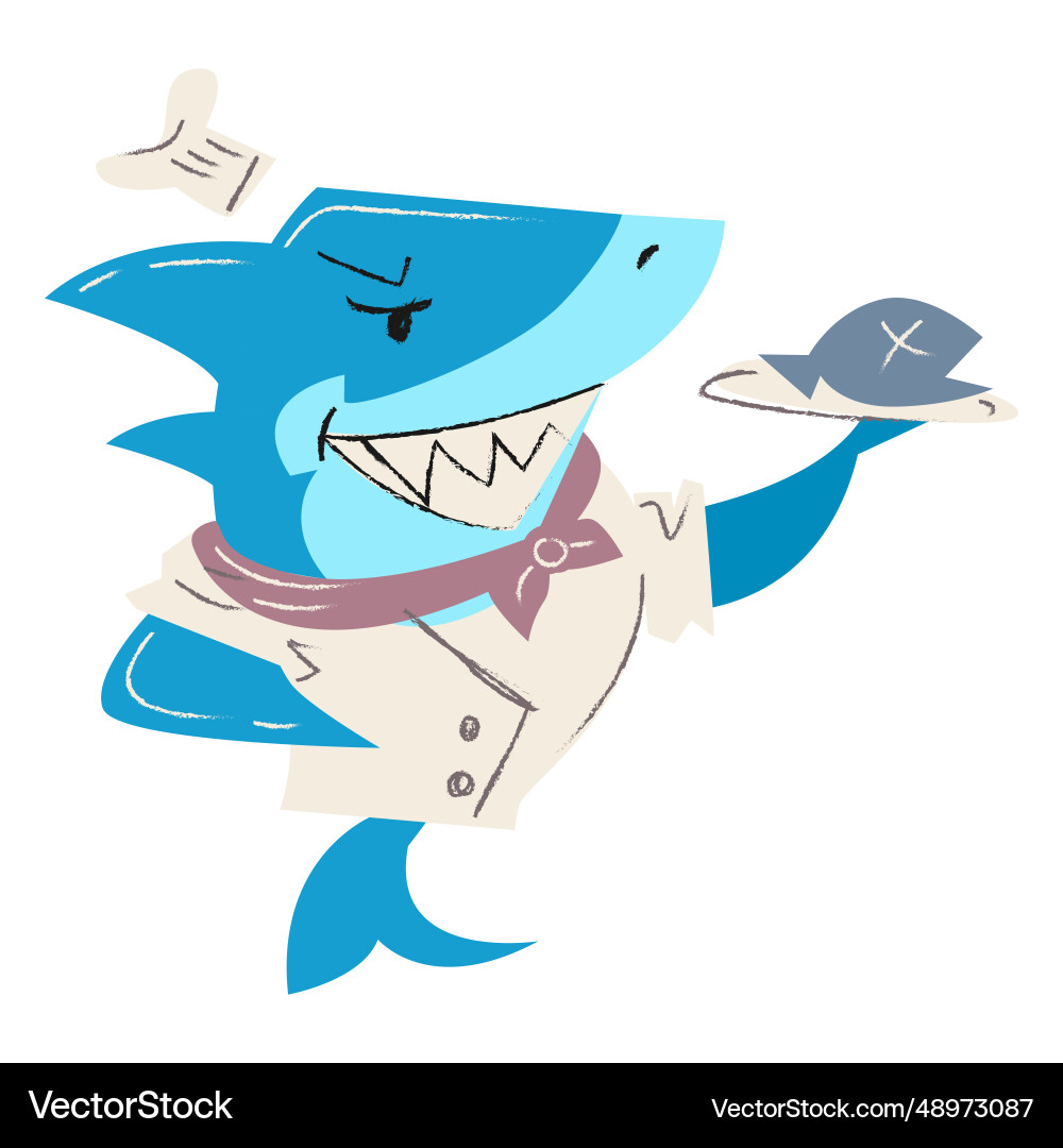 Shark cooking fish plate character Royalty Free Vector Image