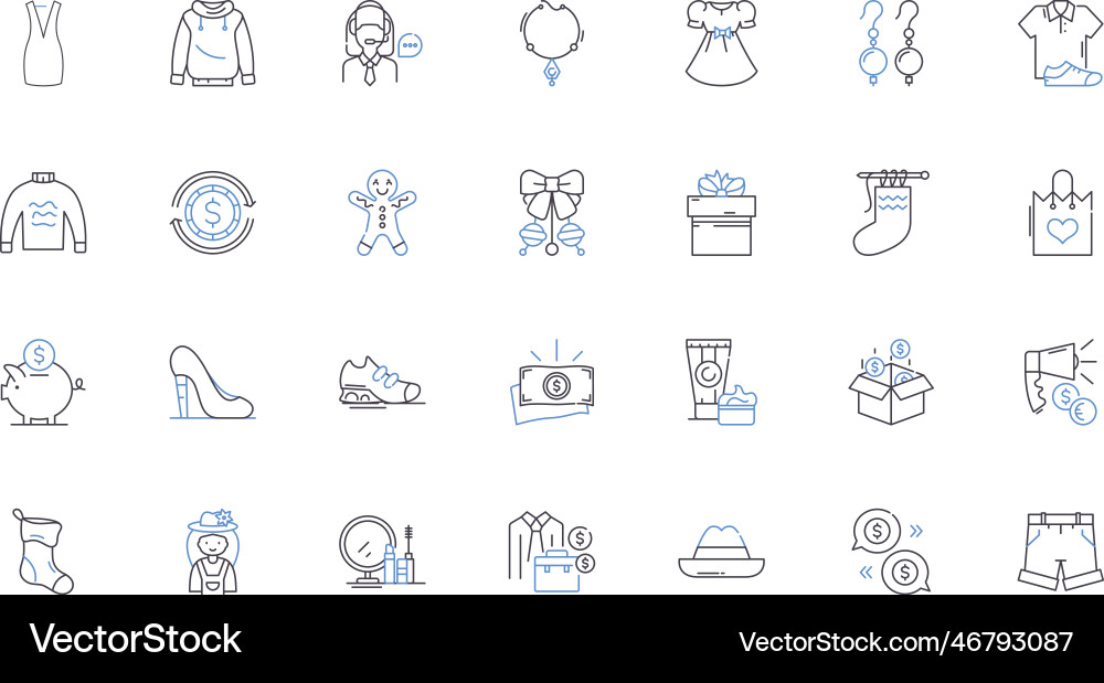 Textile trade line icons collection fabrics Vector Image