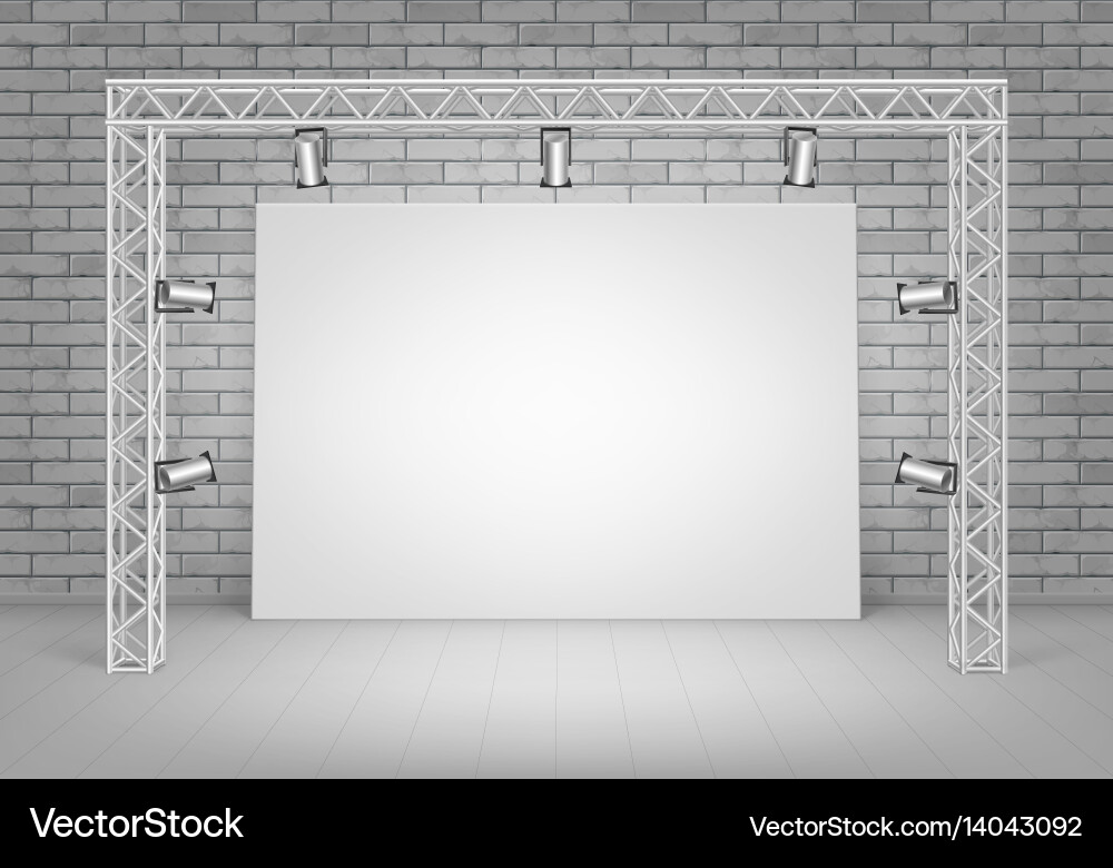 Blank picture standing with brick wall spotlights Vector Image