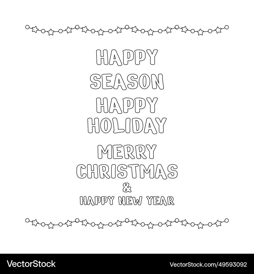 Christmas lettering text happy holiday and frame Vector Image