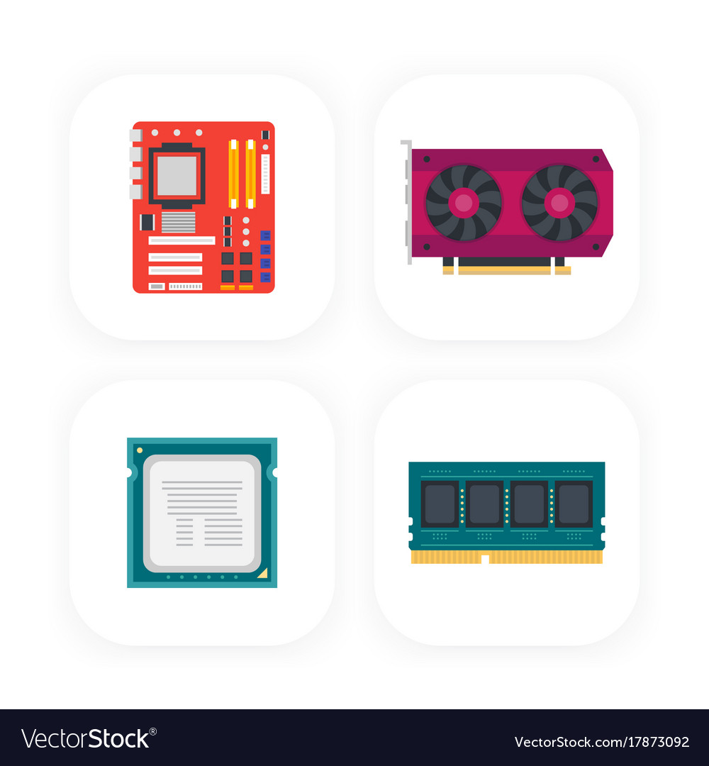 Computer components icons Royalty Free Vector Image