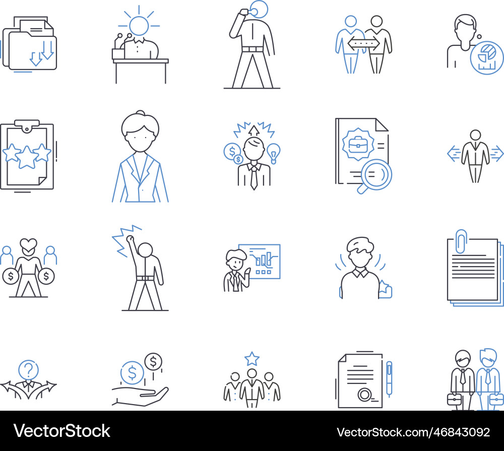Corporate building line icons collection Vector Image