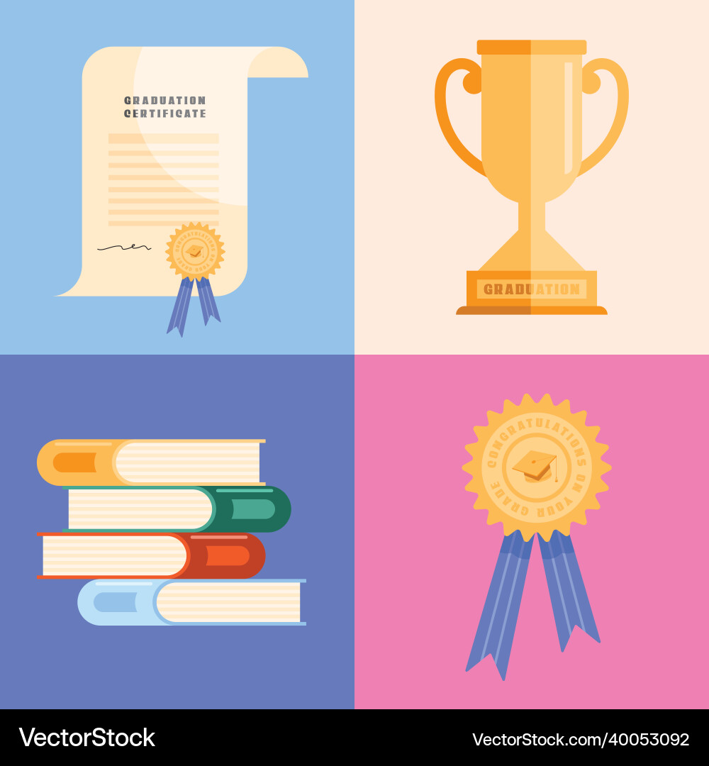 Four graduation awards icons Royalty Free Vector Image