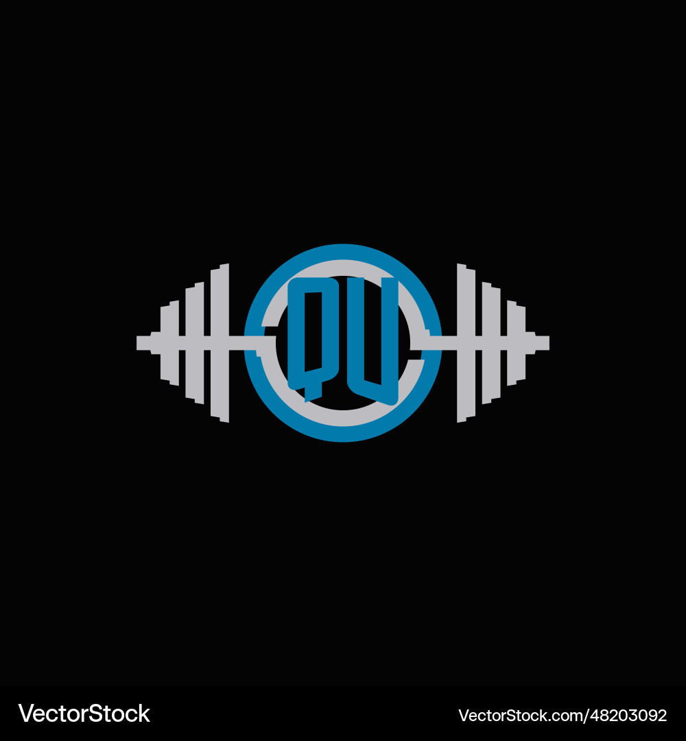 Initial qu logo design with geometric dumbbell Vector Image