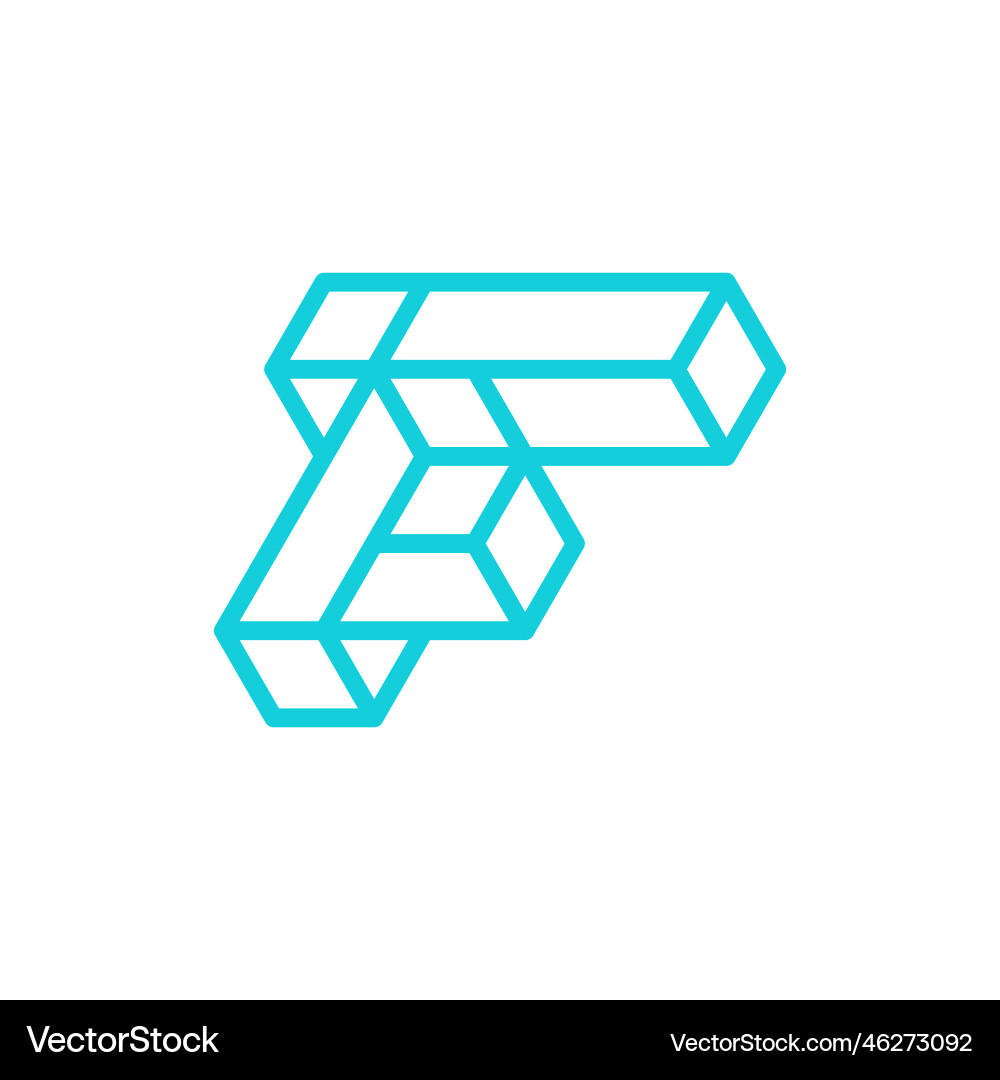 Letter f block geometric style creative logo Vector Image