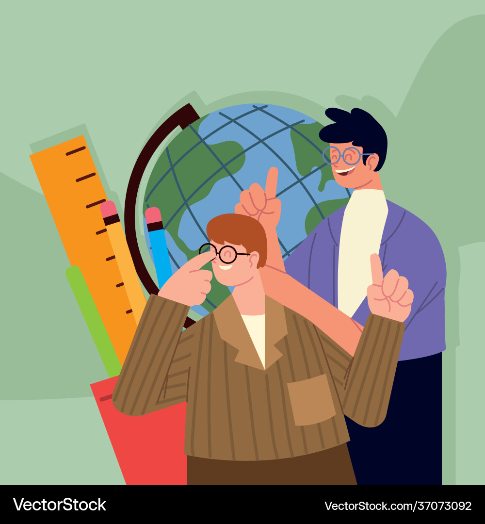 Male teachers cartoon Royalty Free Vector Image