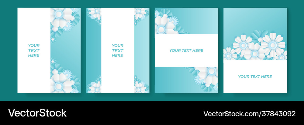Minimalist flower card template set with paper Vector Image