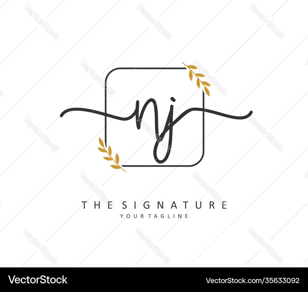 Nj initial letter handwriting and signature logo Vector Image