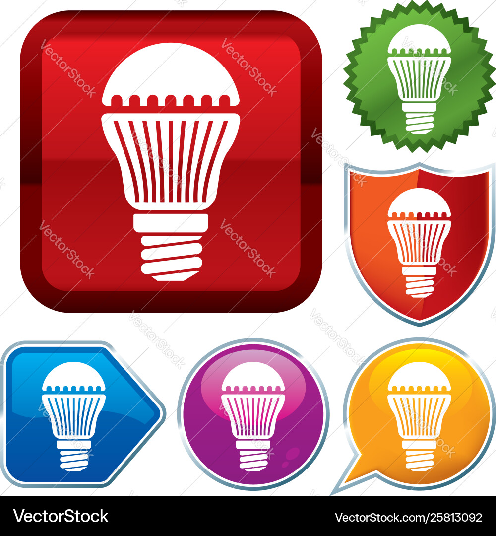 Set shiny icon series on buttons lightbulb led Vector Image