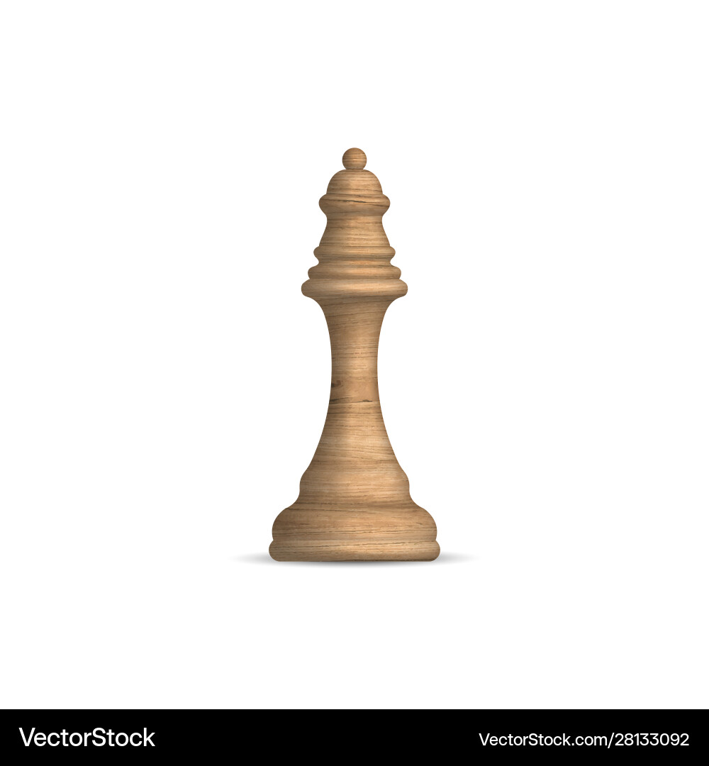 White wooden chess piece queen Royalty Free Vector Image