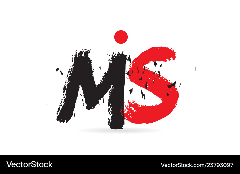 Alphabet letter combination ms m s with grunge Vector Image