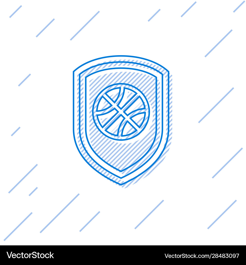 Blue line shield in basketball ball inside Vector Image
