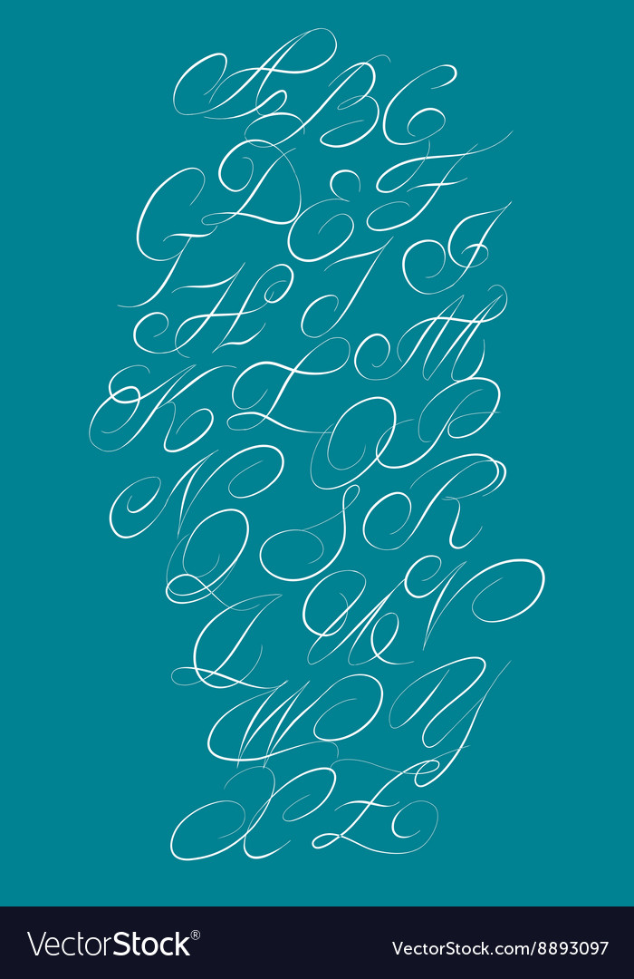 Calligraphic alphabet design elements Royalty Free Vector