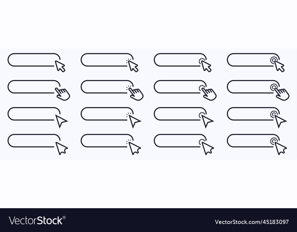 Click cursor set button with hand pointer clicking Click cursor set button with hand pointer clicking