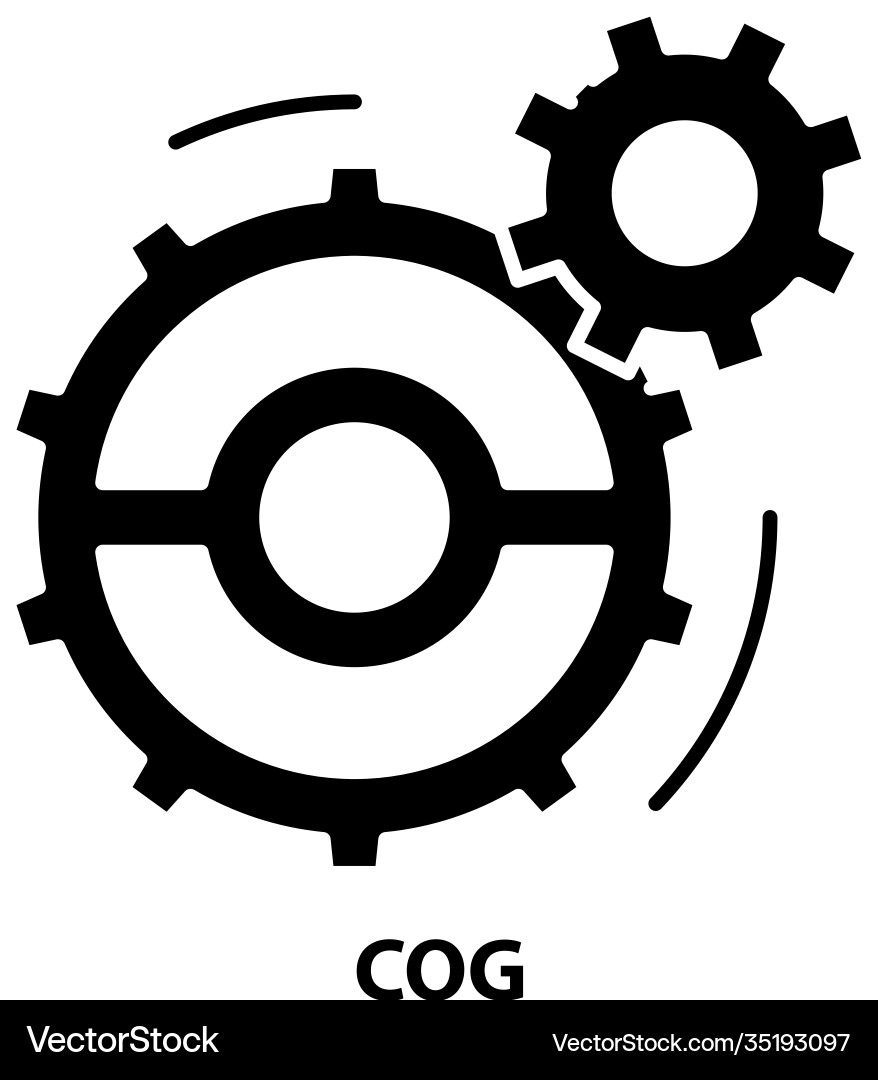 Cog icon black sign with editable strokes Vector Image