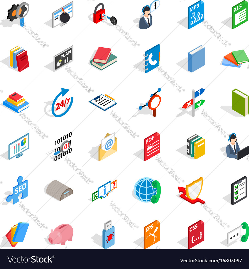 Computer learning icons set isometric style Vector Image