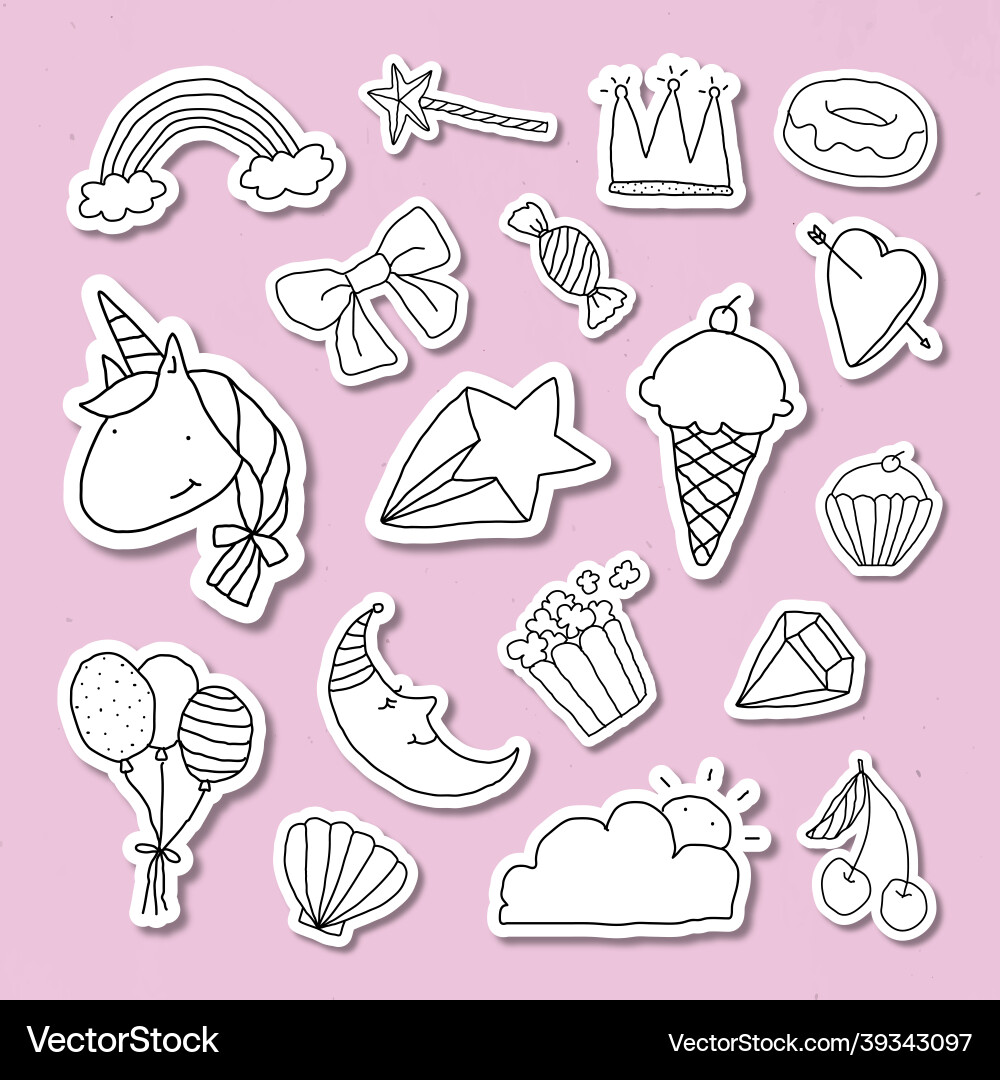 Cute doodle style journal sticker with a white Vector Image