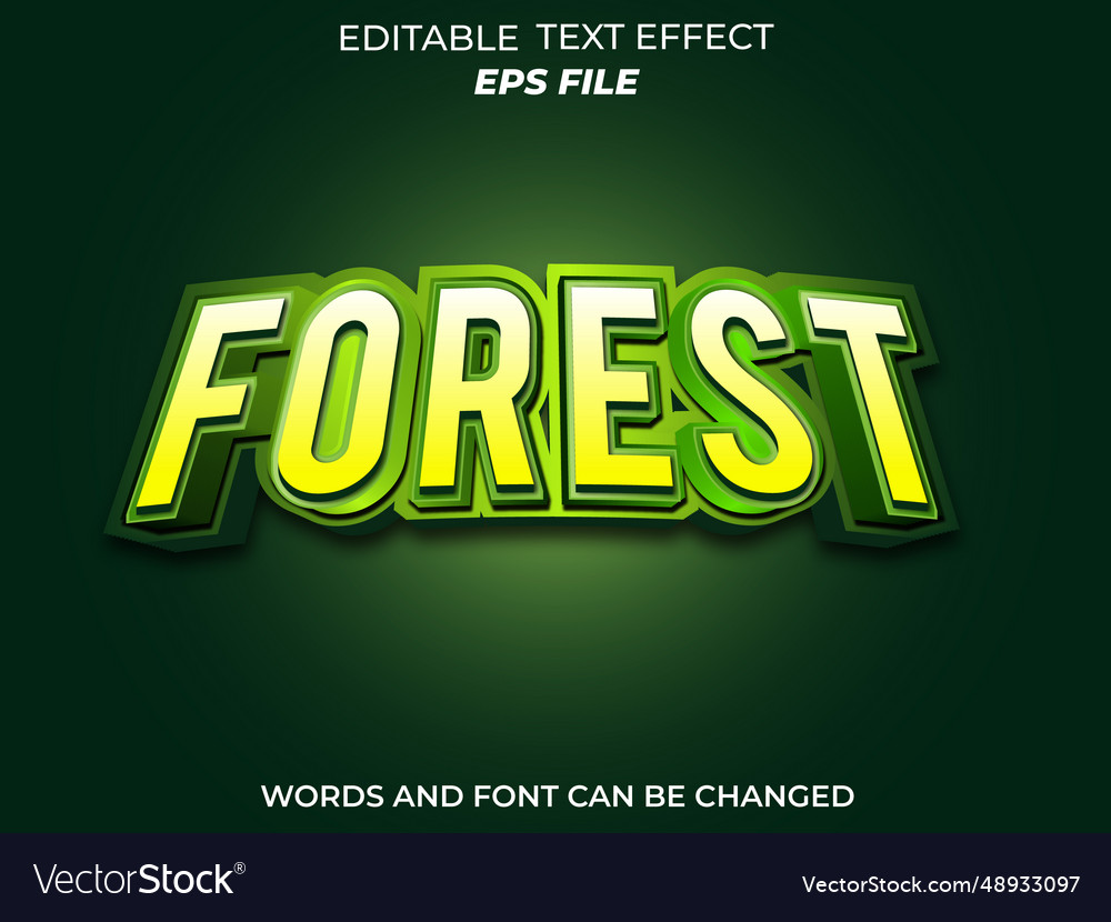 Forest text effect editable 3d for logo Royalty Free Vector
