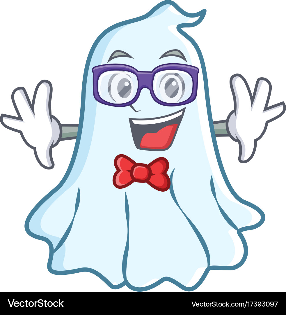 Geek cute ghost character cartoon Royalty Free Vector Image