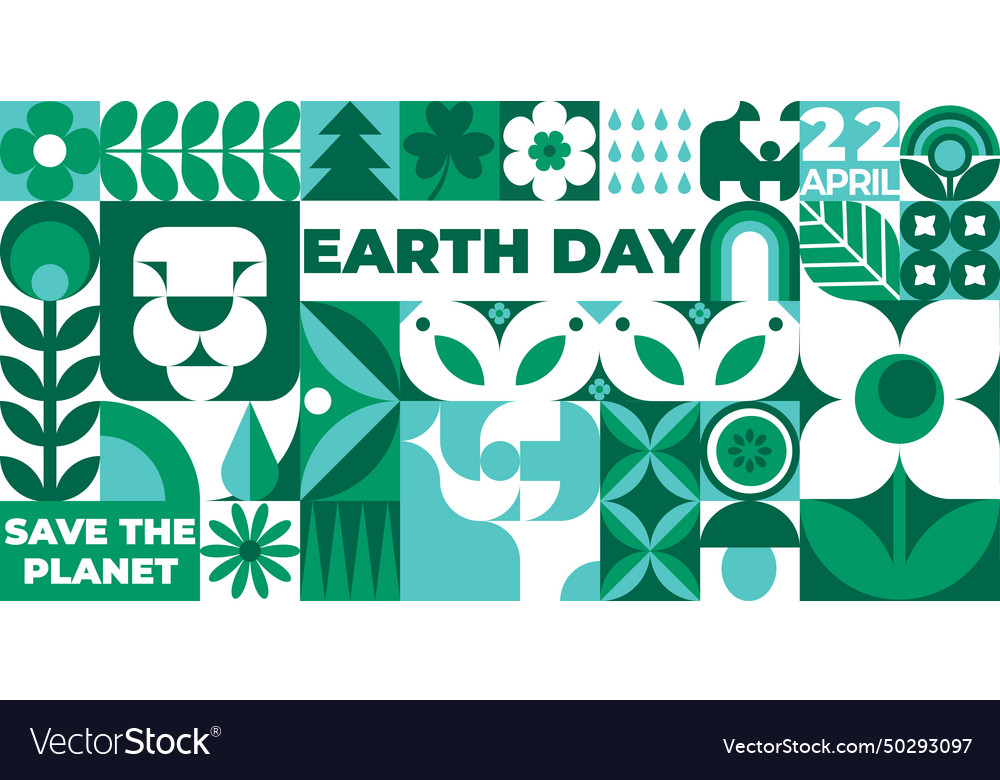 Happy earth day geometric seamless pattern Vector Image