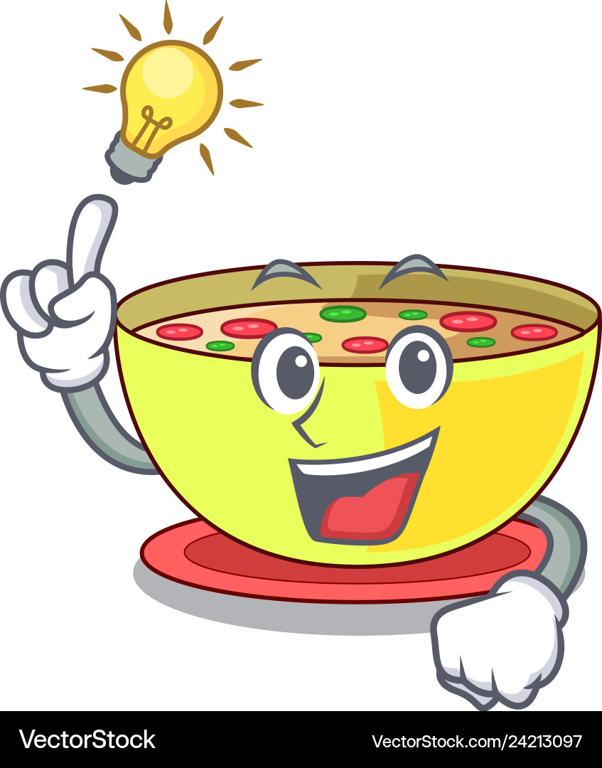 Have an idea corn chowder in a cartoon plate Vector Image