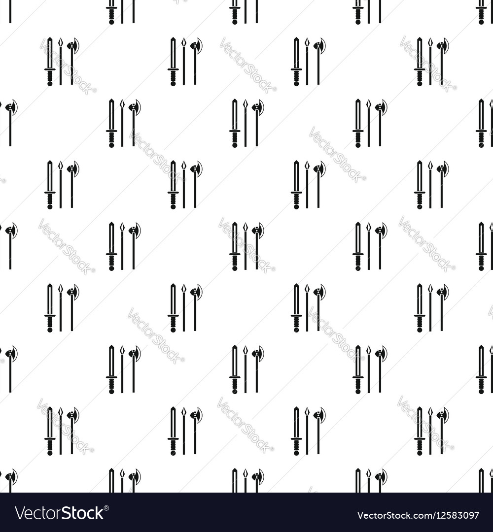 Medieval weapons pattern simple style Royalty Free Vector