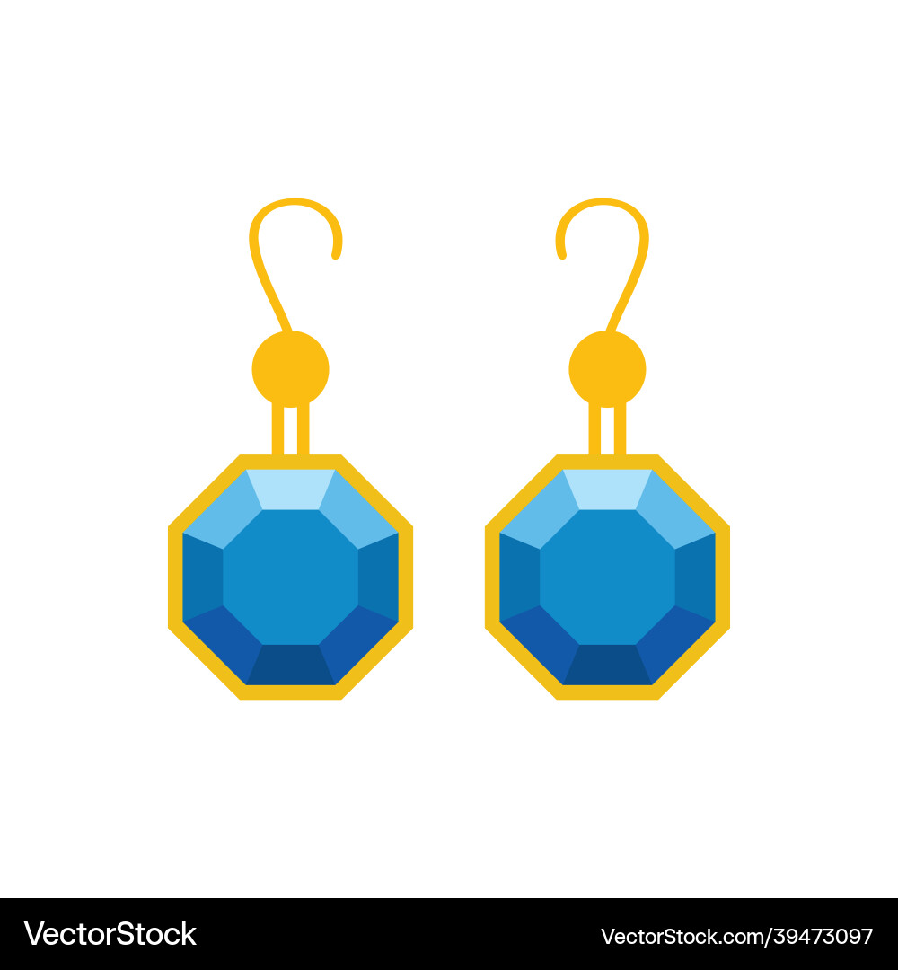Pearl earrings blue diamond on white background Vector Image