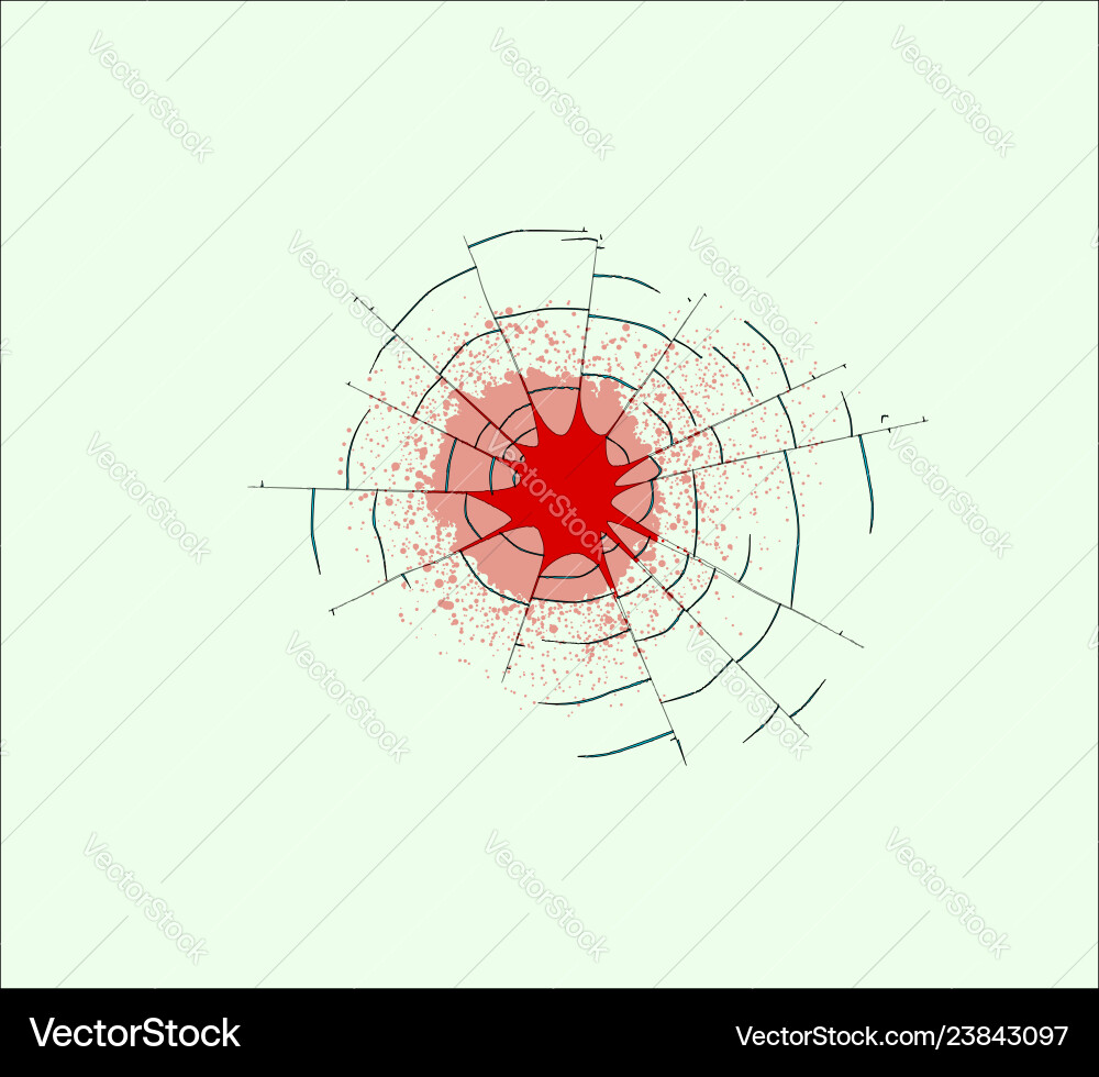 Single bullet holes in glass Royalty Free Vector Image