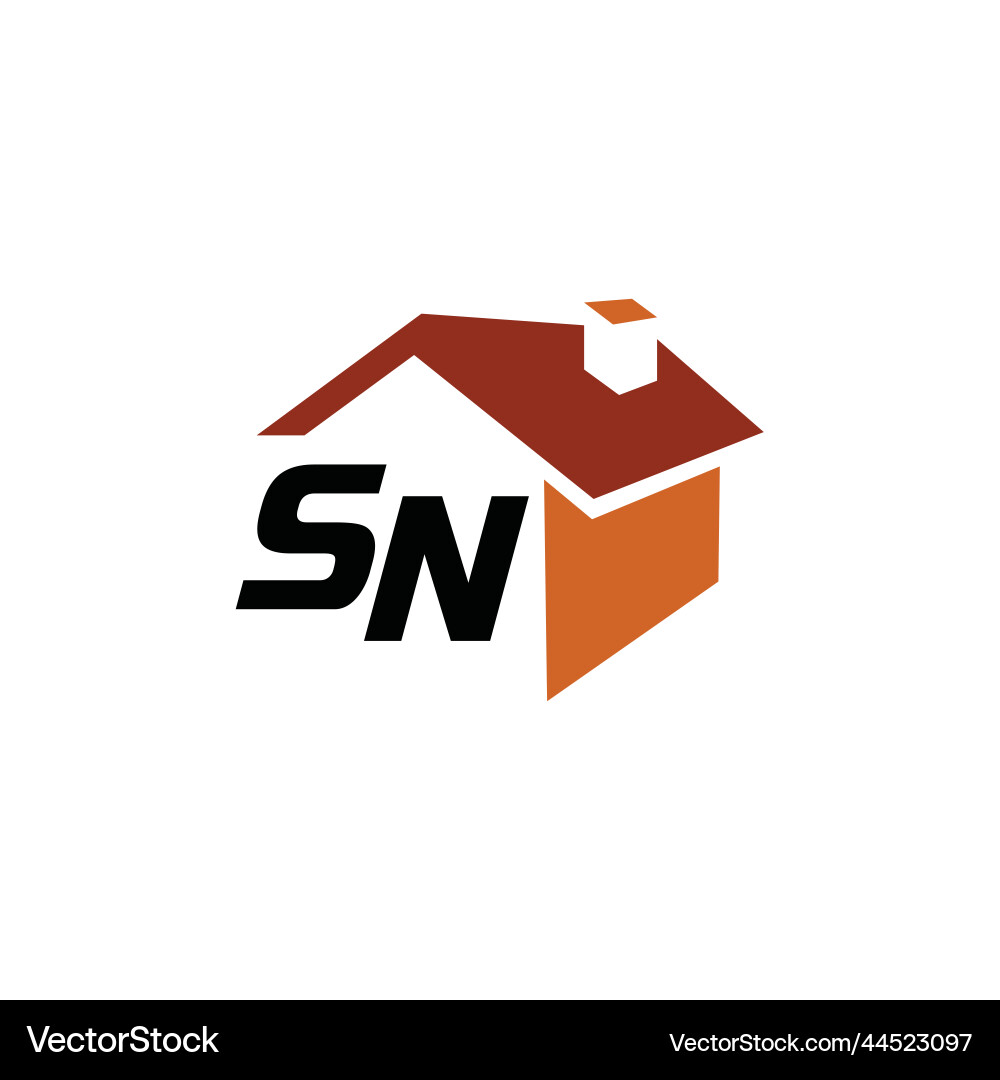 Sn logo house property home Royalty Free Vector Image