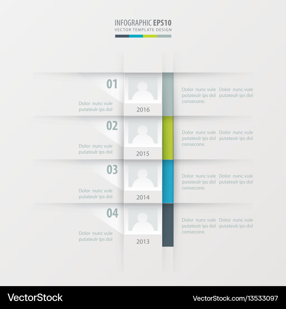 Timeline report design template green blue gray Vector Image