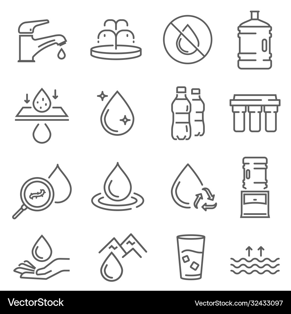Water use pollution recycling thin line icons Vector Image