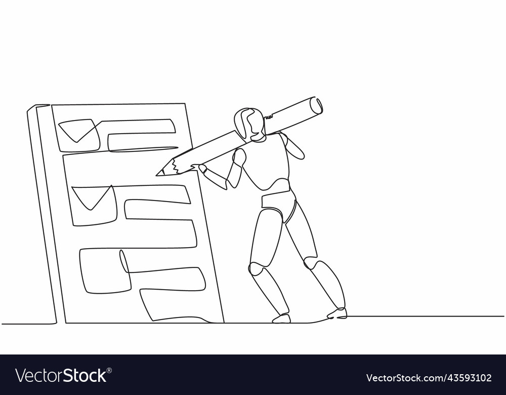 Continuous one line drawing robots standing Vector Image Continuous one line drawing robots standing Vector Image