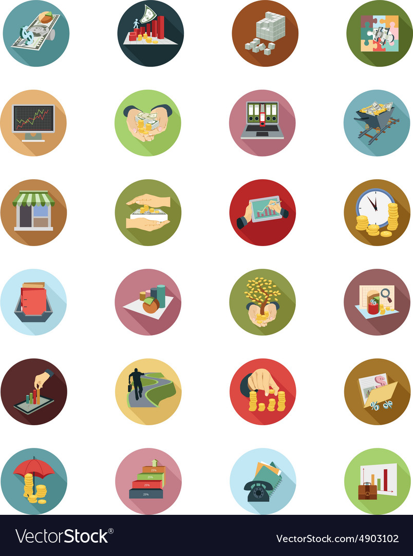 Financial flat icons 5 Royalty Free Vector Image
