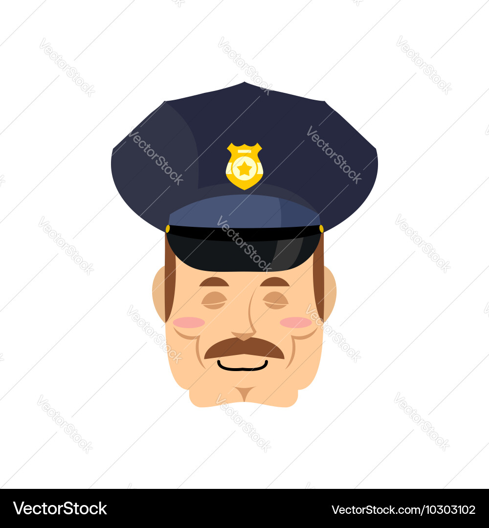 Good friendly cop happy policeman funny face Vector Image