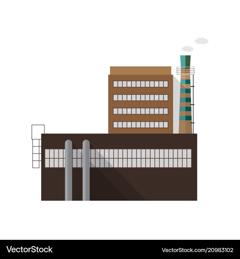 Modern industrial factory building with pipe Vector Image