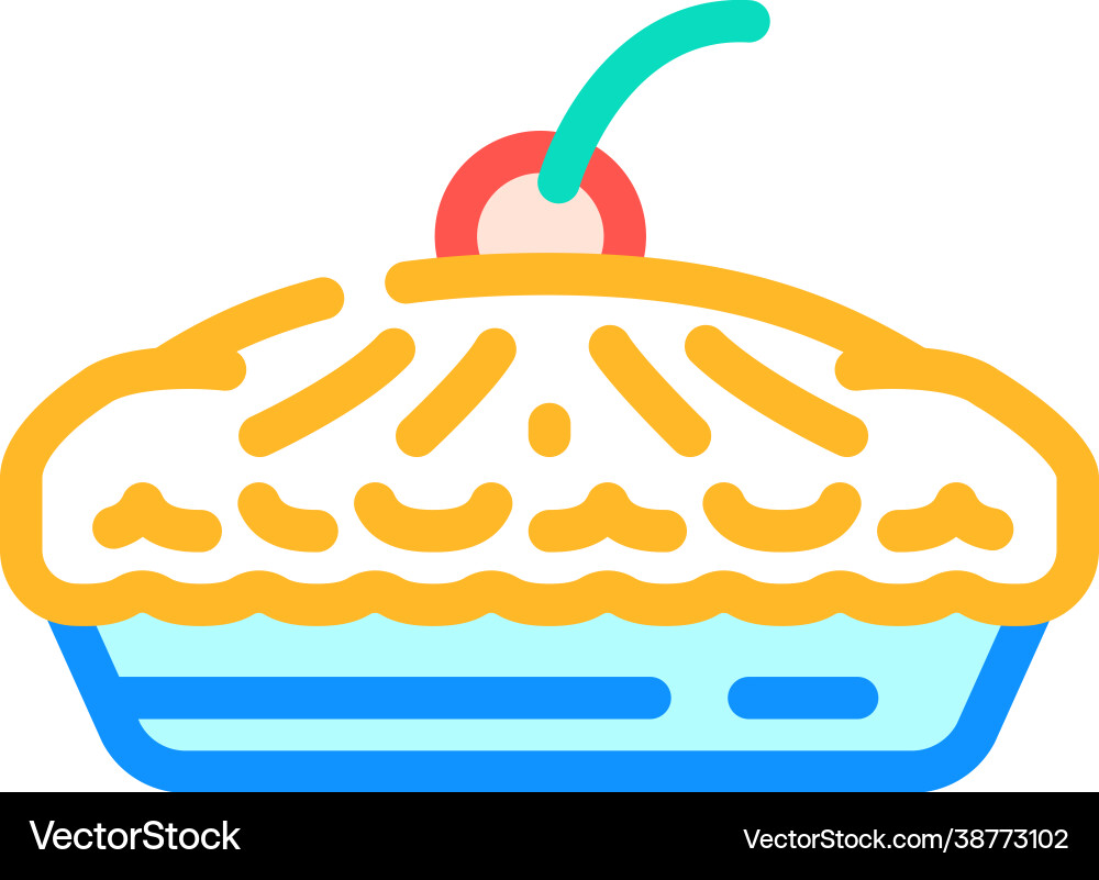 Pie with cherry berry dessert color icon Vector Image