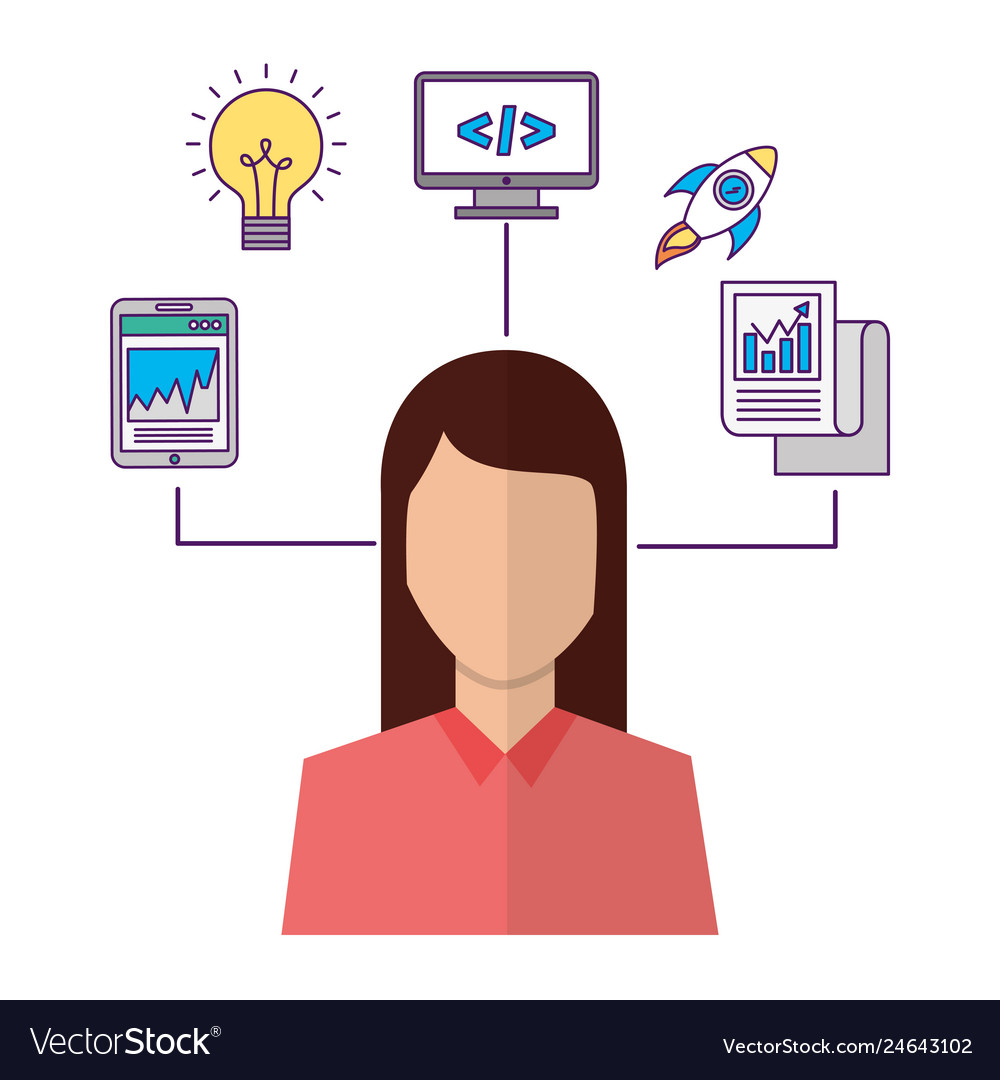 Portrait of woman coding programmer Royalty Free Vector