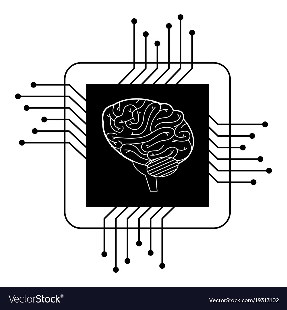 Processor circuit with brain Royalty Free Vector Image