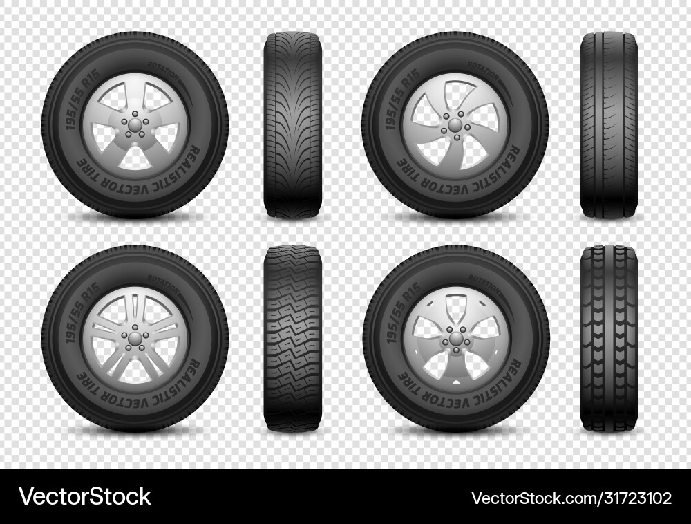 Realistic tires isolated car rubber wheel Vector Image