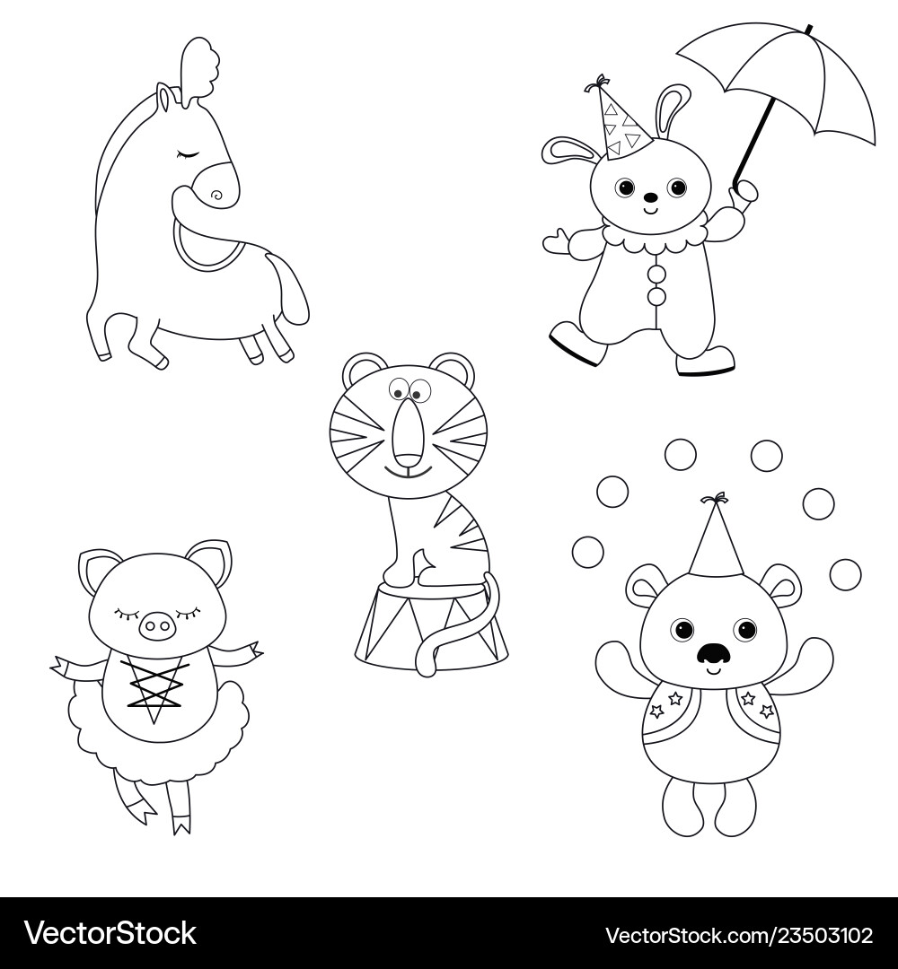 Set of circus animals Royalty Free Vector Image