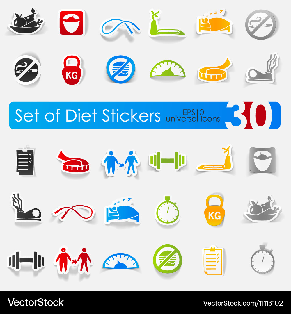 Set of diet stickers Royalty Free Vector Image