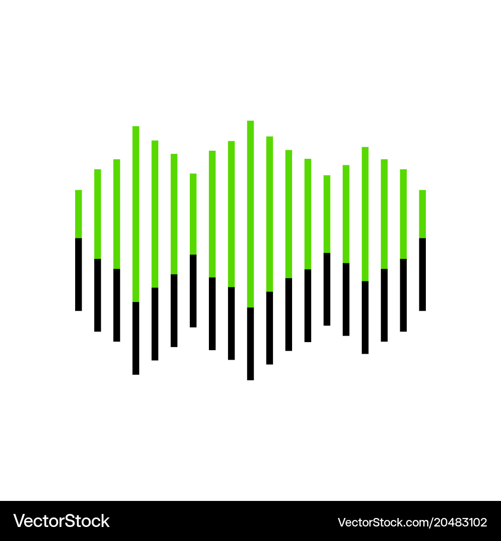 Sound waves icon green 3d with black Royalty Free Vector