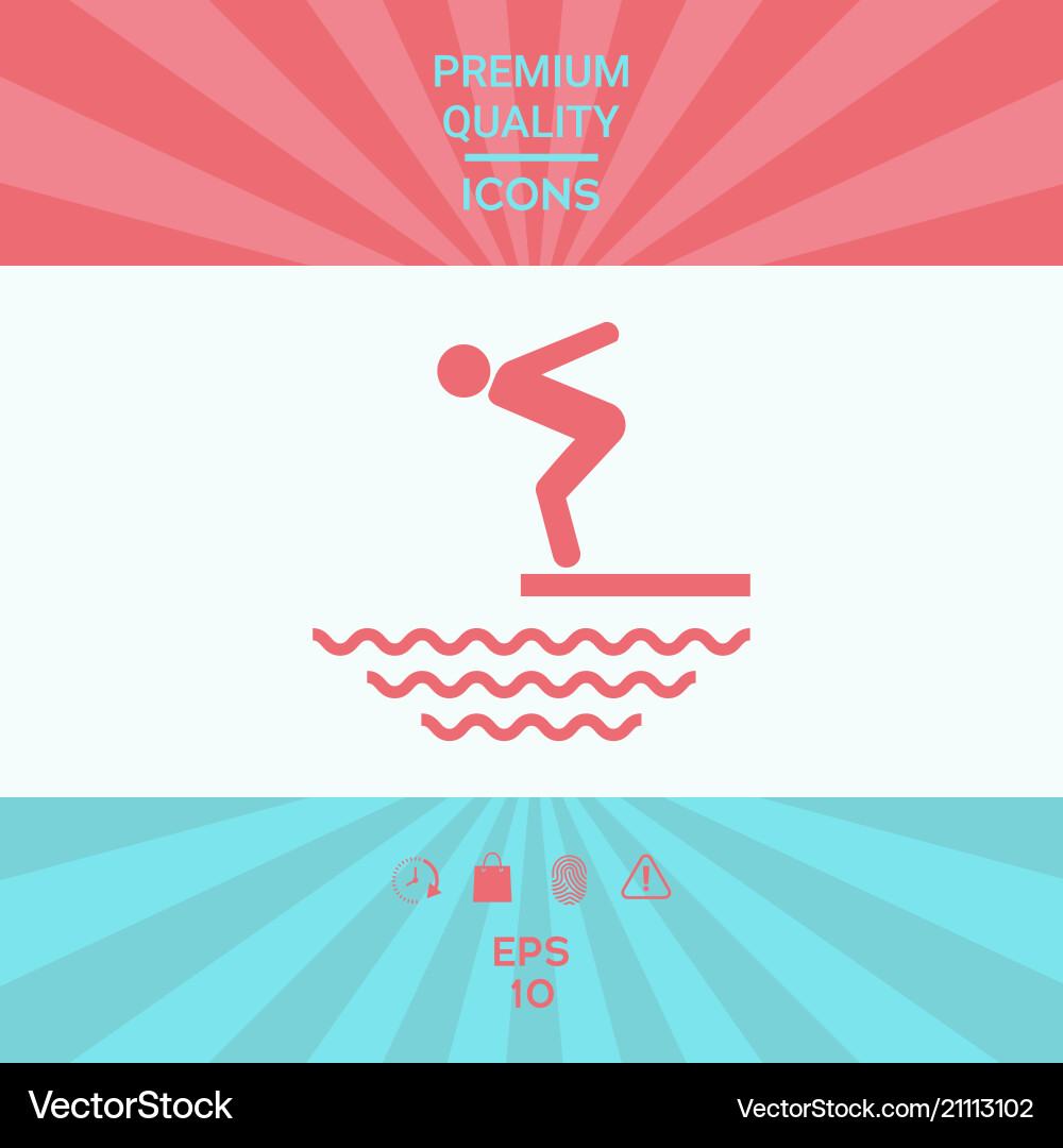 Swimmer on a springboard jumping into the water Vector Image