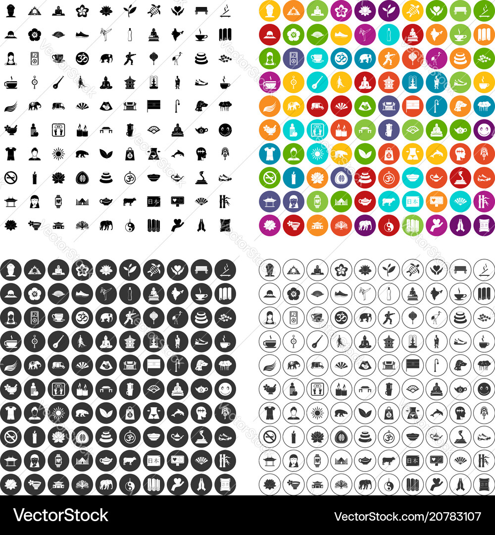 100 yoga icons set variant Royalty Free Vector Image