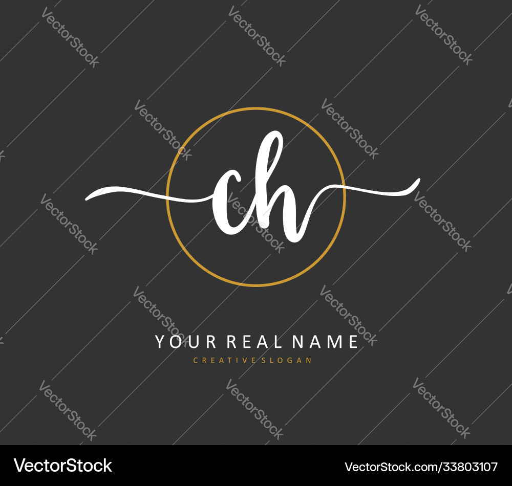 C h ch initial letter handwriting and signature Vector Image