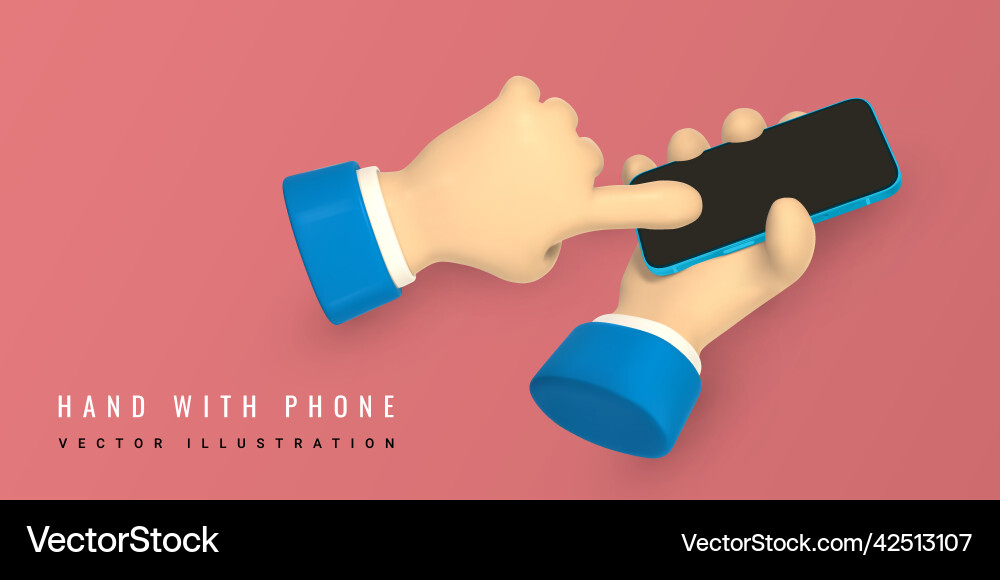 Cartoon character hands with smart phone Vector Image